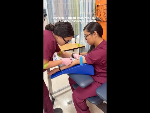 Medical Assistant student performs a Blood Draw in Lab