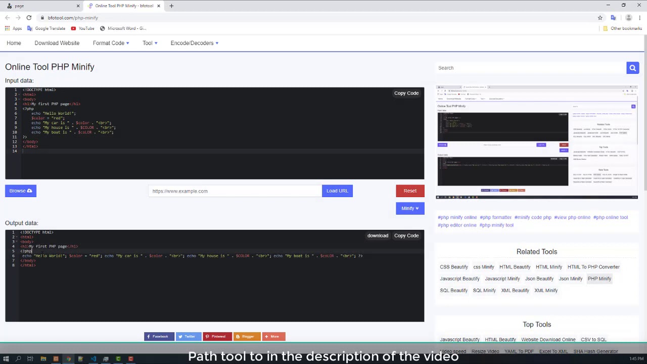Online Tool PHP Minify