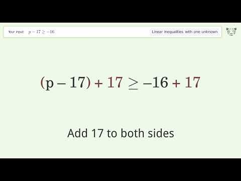 Solving Linear Inequalities: p-17 is Greater Than or Equal to -16