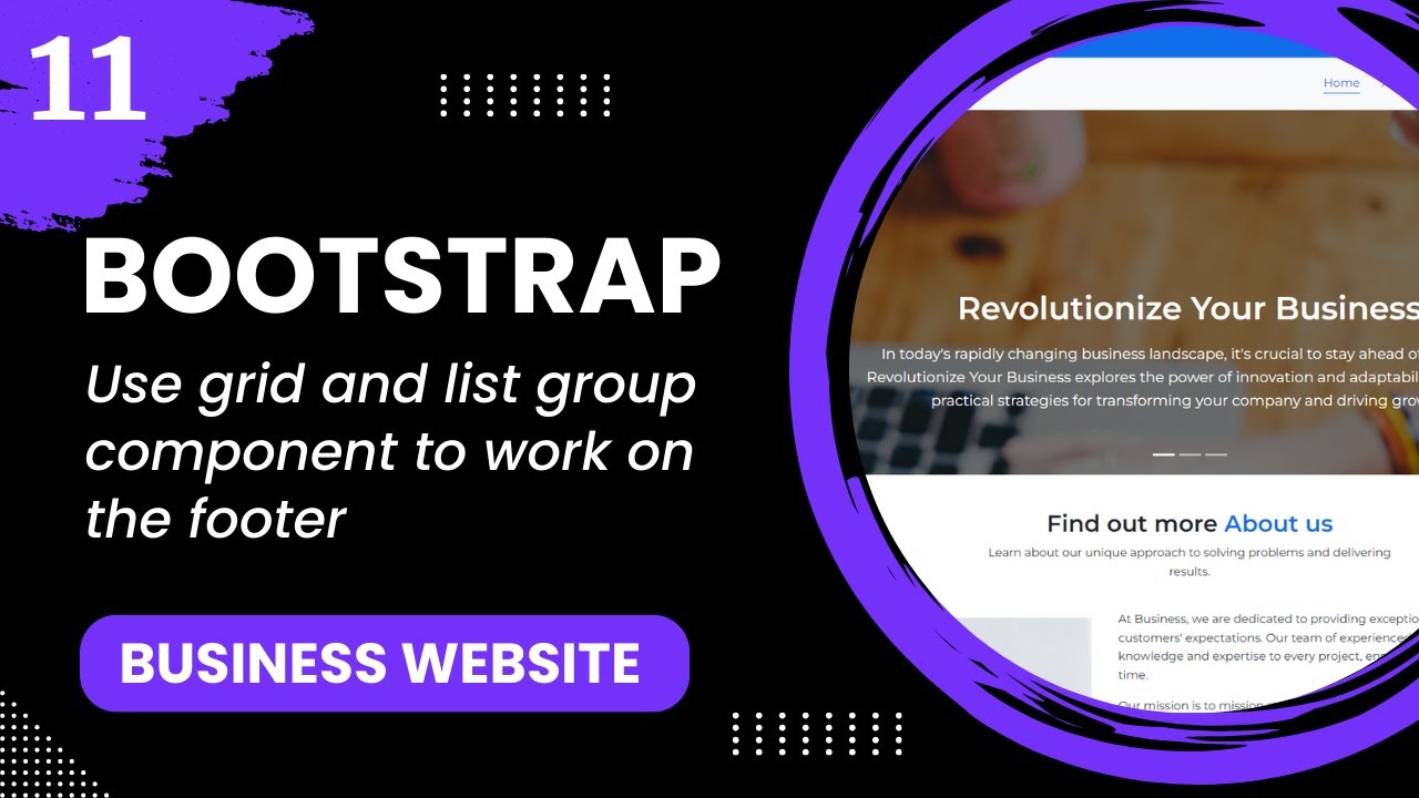 Bootstrap 5 #11 - Use grid and list group component to work on the footer