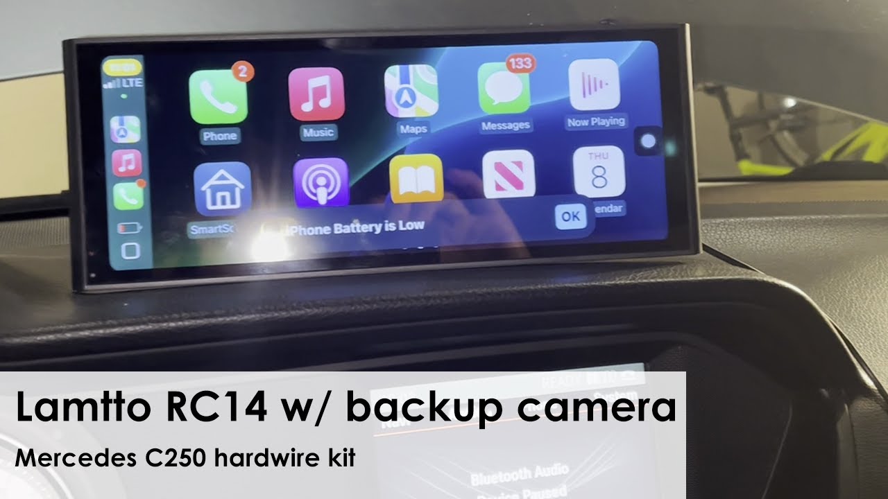 Install Lamtto CarPlay screen with hardwire kit and backup camera in 2013 Mercedes C250