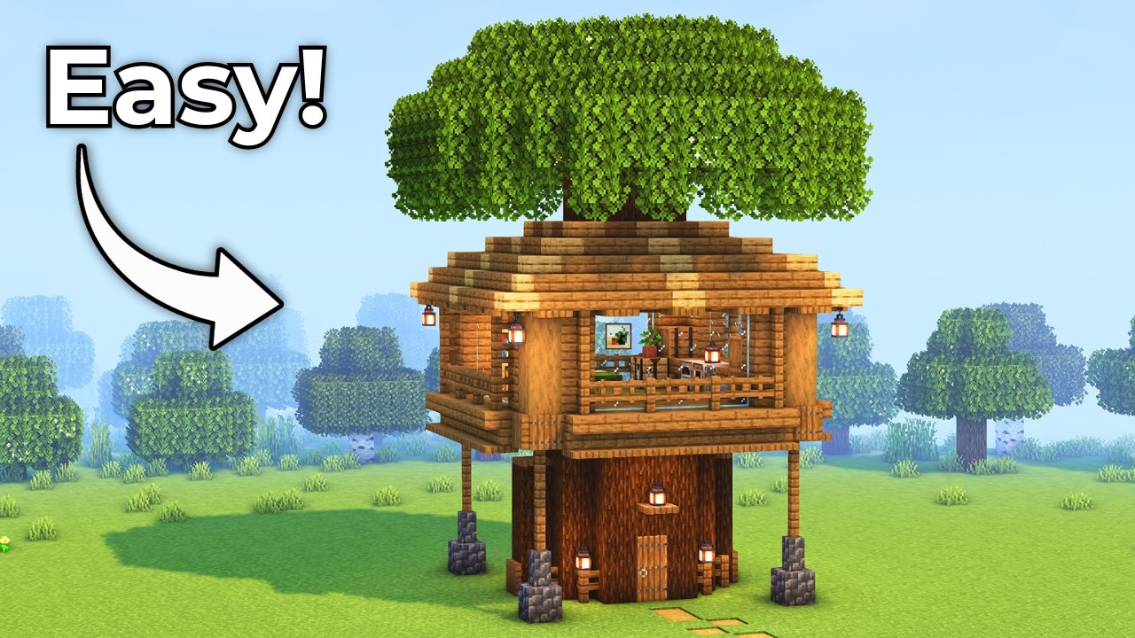Minecraft: How to Build a Simple Treehouse | Tutorial🏠 - Minecraft Builders