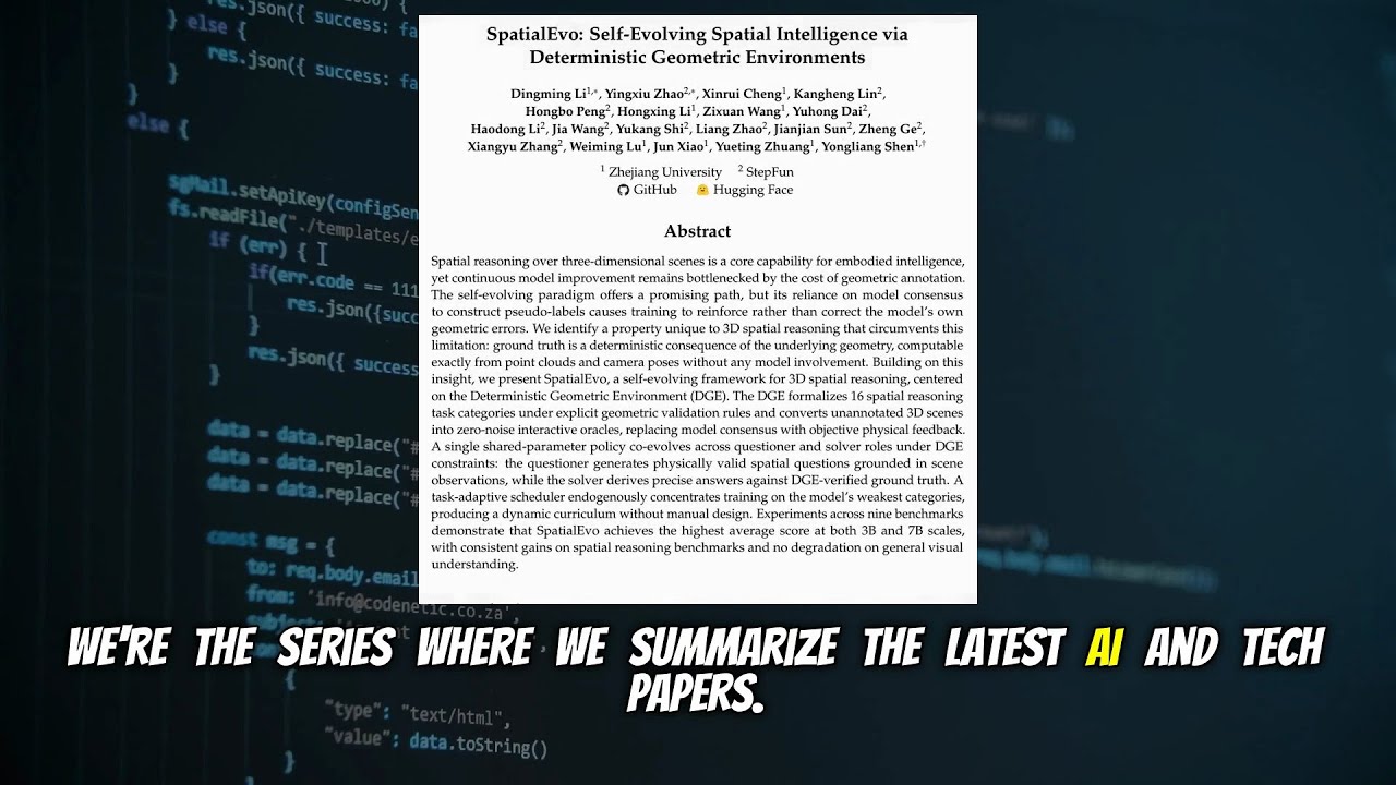 SpatialEvo: Self-Evolving Spatial Intelligence via Deterministic Geometric Environments (Apr 2026)