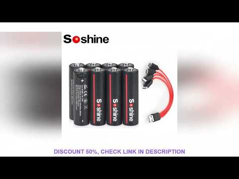 Soshine 1.5V USB 3500mWh Lithium Battery AA Rechargeable Batteries with 4-in-1 USB Cable for Smoke D