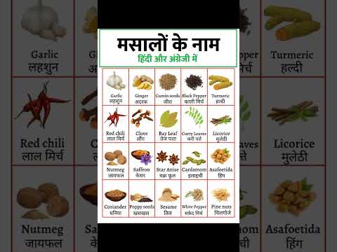 मसालों के नाम हिंदी और अंग्रेजी में | Spices Name in Hindi and English #spices #spicesnames