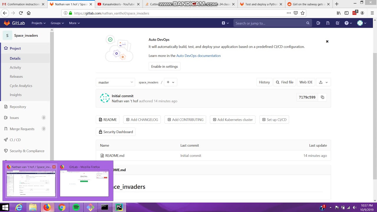 Learning python 27: branches in gitlab