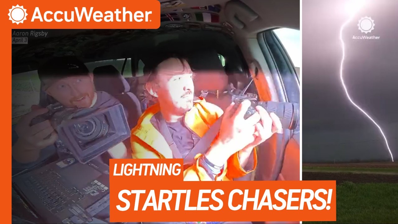 Repeated close lightning startles storm chasers!