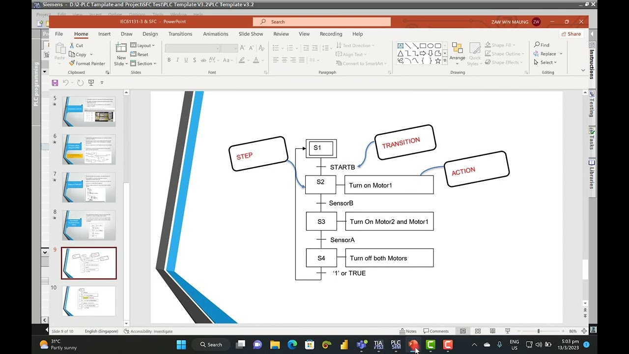Part3 - Sequential Program using Sequential Function Chart (SFC) or GRAPH in TIA Portal