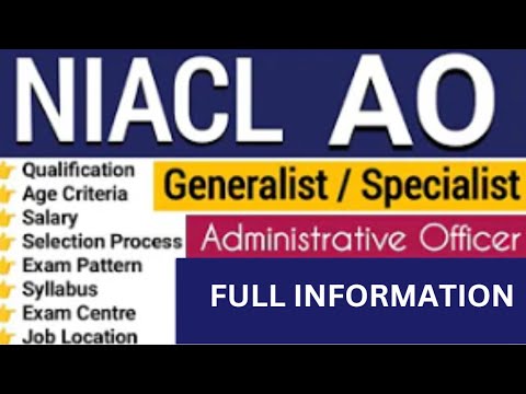 Niacl ao Full details | niacl ao generalist eligibility | the new india assurance company