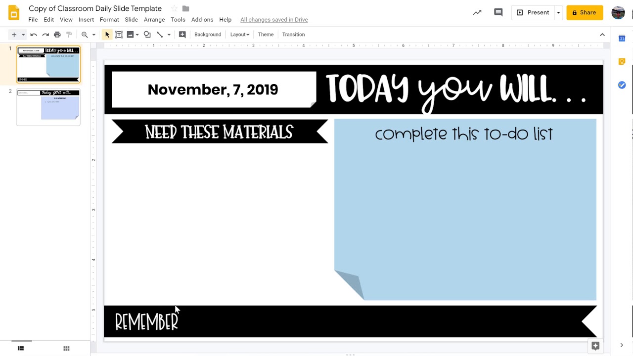 How to create your own Daily Agenda Template -- Google Slides