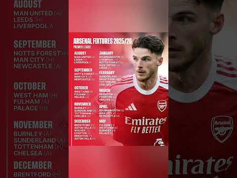 😱Arsenal Fixtures 2025/26: Full Premier League Schedule & Title Race Analysis!#football #arsenal #pl