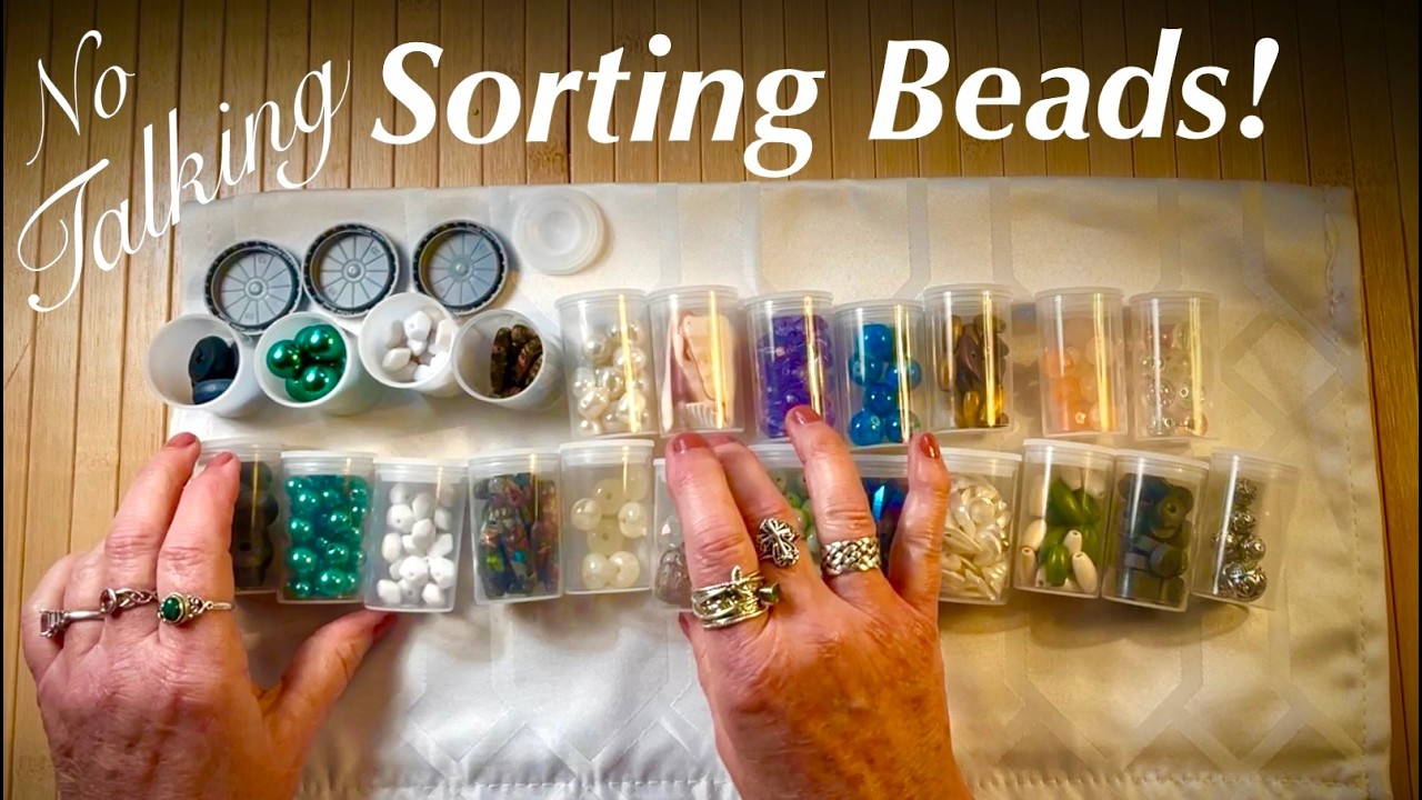 ASMR Organizing Beads Into Tiny Film Containers! (NO TALKING VERSION) Clicky-Clacky Sounds & Glass~