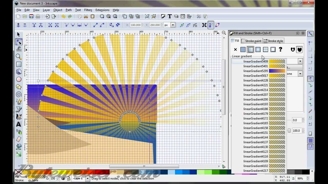 Byteweiser Inkscape Tutorial #5: Sunrays and Clouds