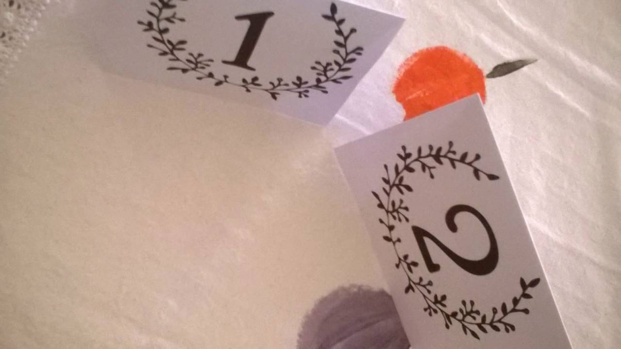 Numeración para mesas de Boda, plantilla gratis para descargar
