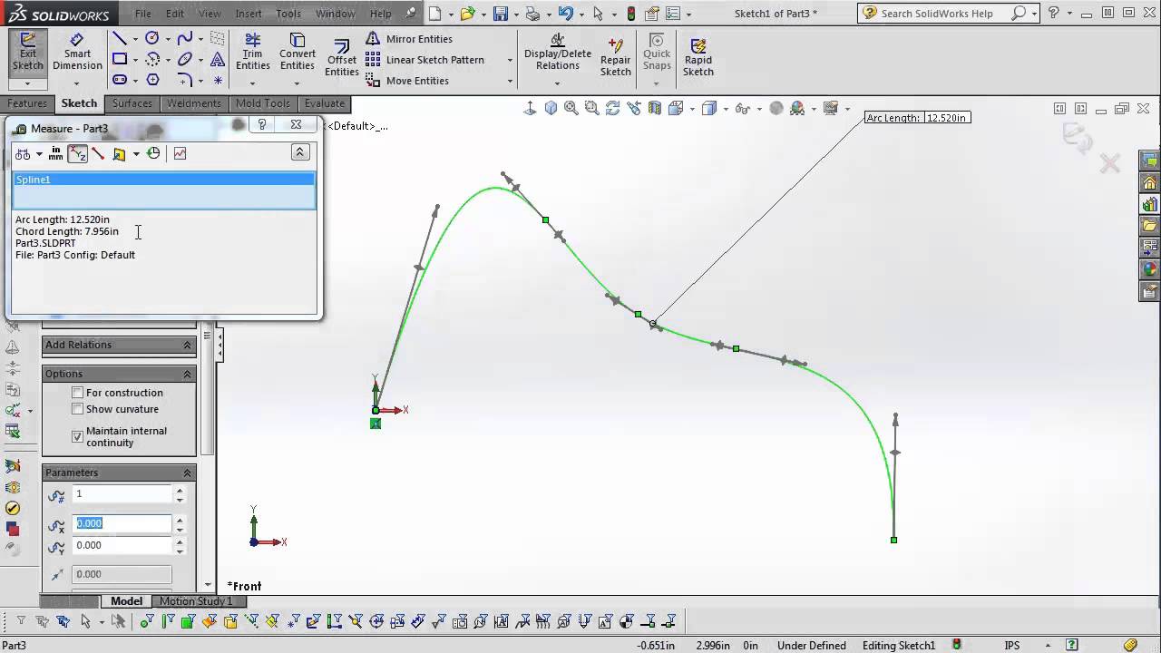 SOLIDWORKS 2014 — Spline Length Dimensions