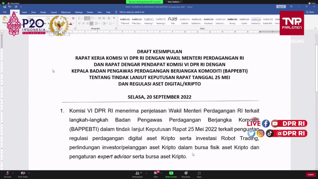 LIVE STREAMING - KOMISI VI DPR RI RAKER DENGAN WAKIL MENTERI PERDAGANGAN RI