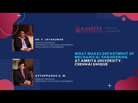 What makes the Department of Mechanical Engineering at Amrita university Chennai Unique