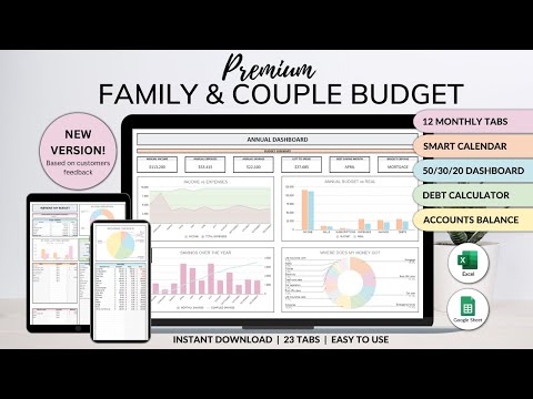 Premium Family & Couple Budget Tutorial - Monthly Biweekly Budget Tracker - Financial & Bill Planner