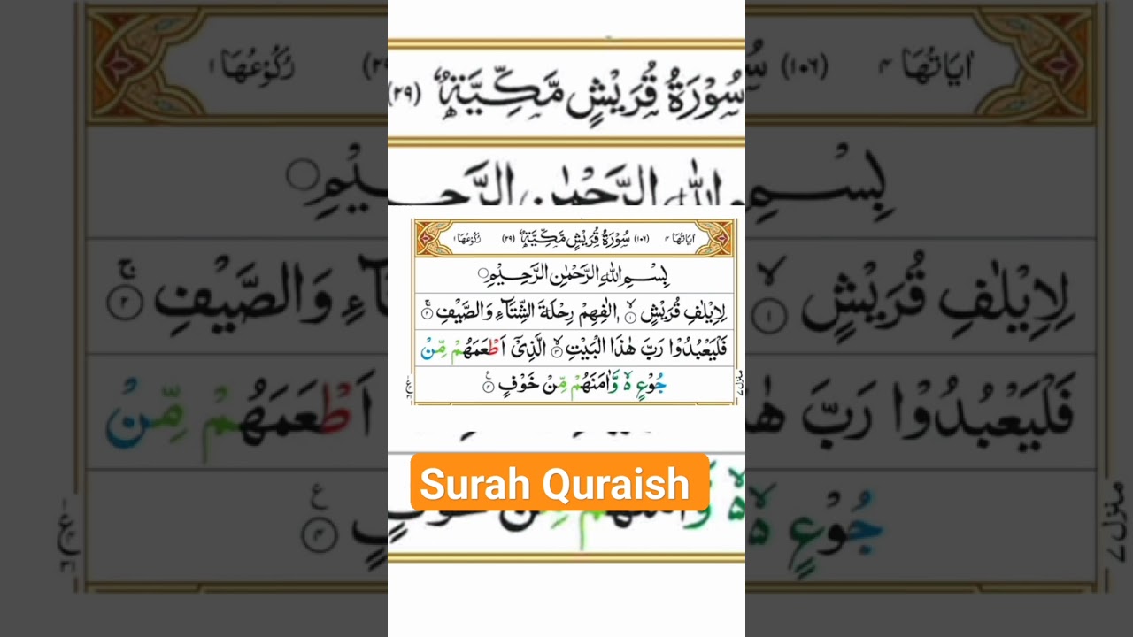 Surah Quraish beautiful Quran recitation By Sheikh Mishary Rashid ...