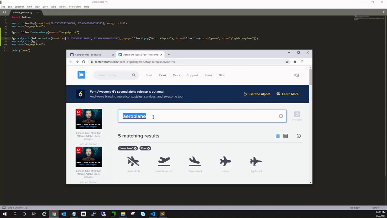 How to add marker on map by python using folium | create and edit marker in python #pythontricks