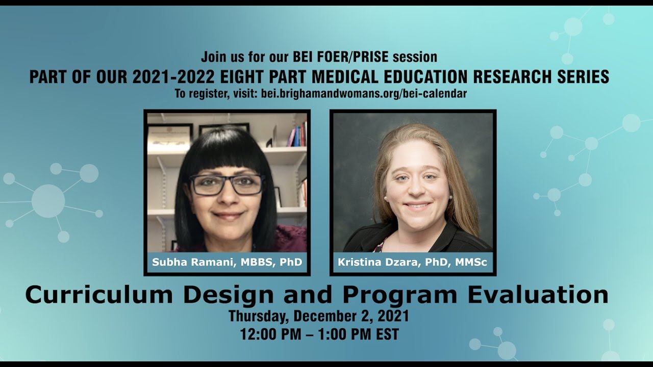 BEI FOER/PRISE 2021-2022 Series: Curriculum Design and Program Evaluation