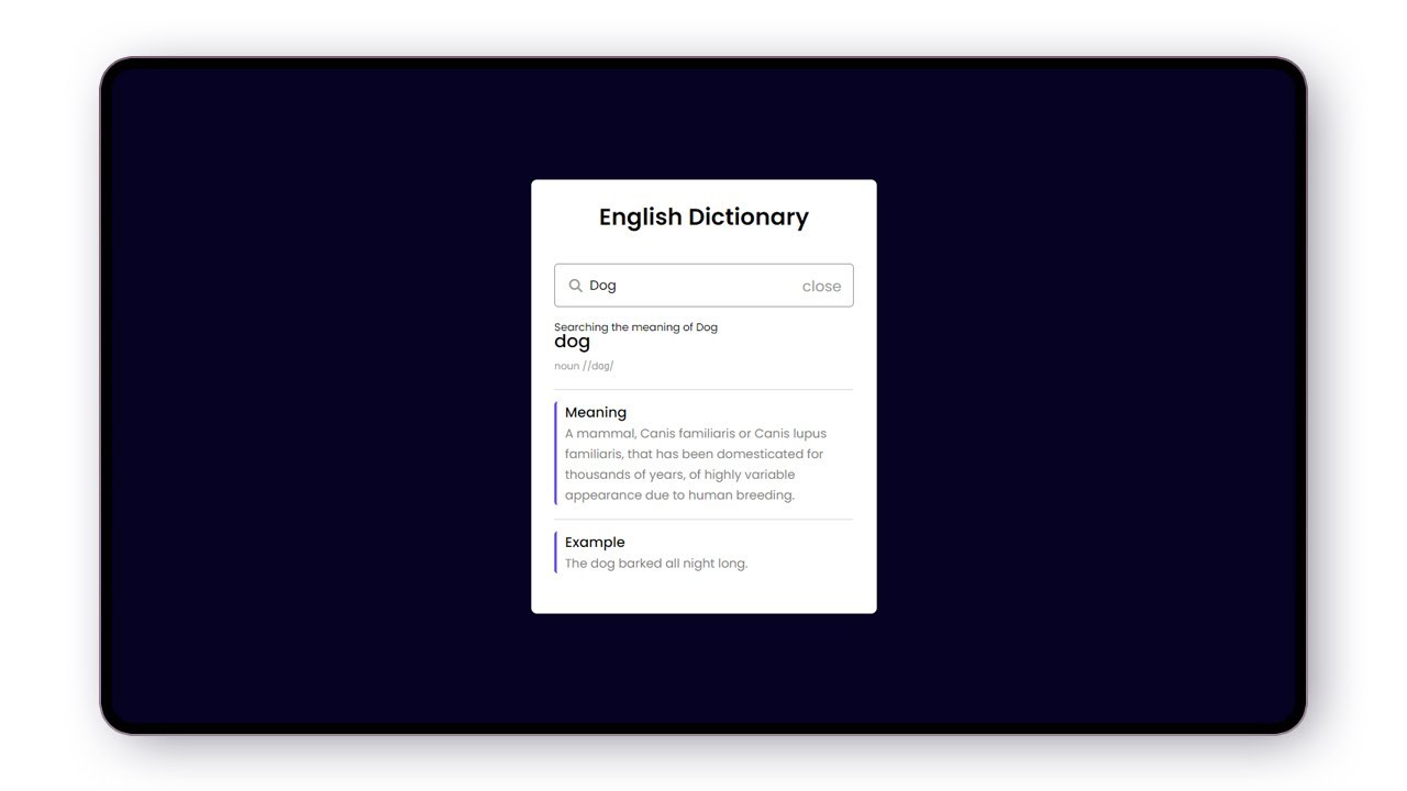 Build an English Dictionary App with HTML CSS and JavaScript