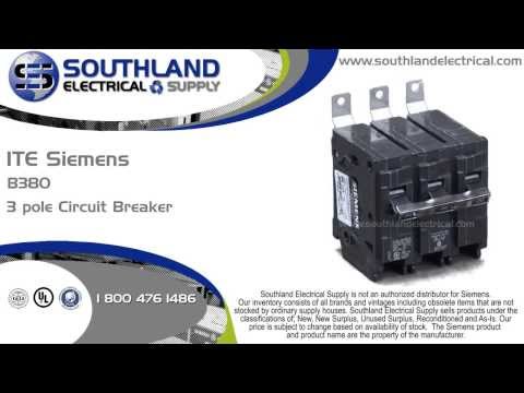 ITE/ Siemens B380, 80 Amp, 240 Volt, 3 Pole, Bolt-in Circuit Breaker