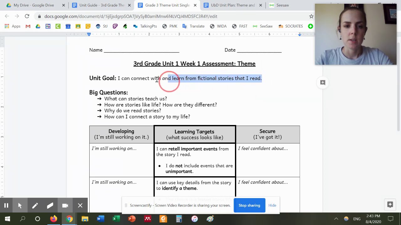 Theme Unit Rubric Introduction