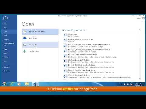 OPEN AN EXISTING DOCUMENT IN MS WORD