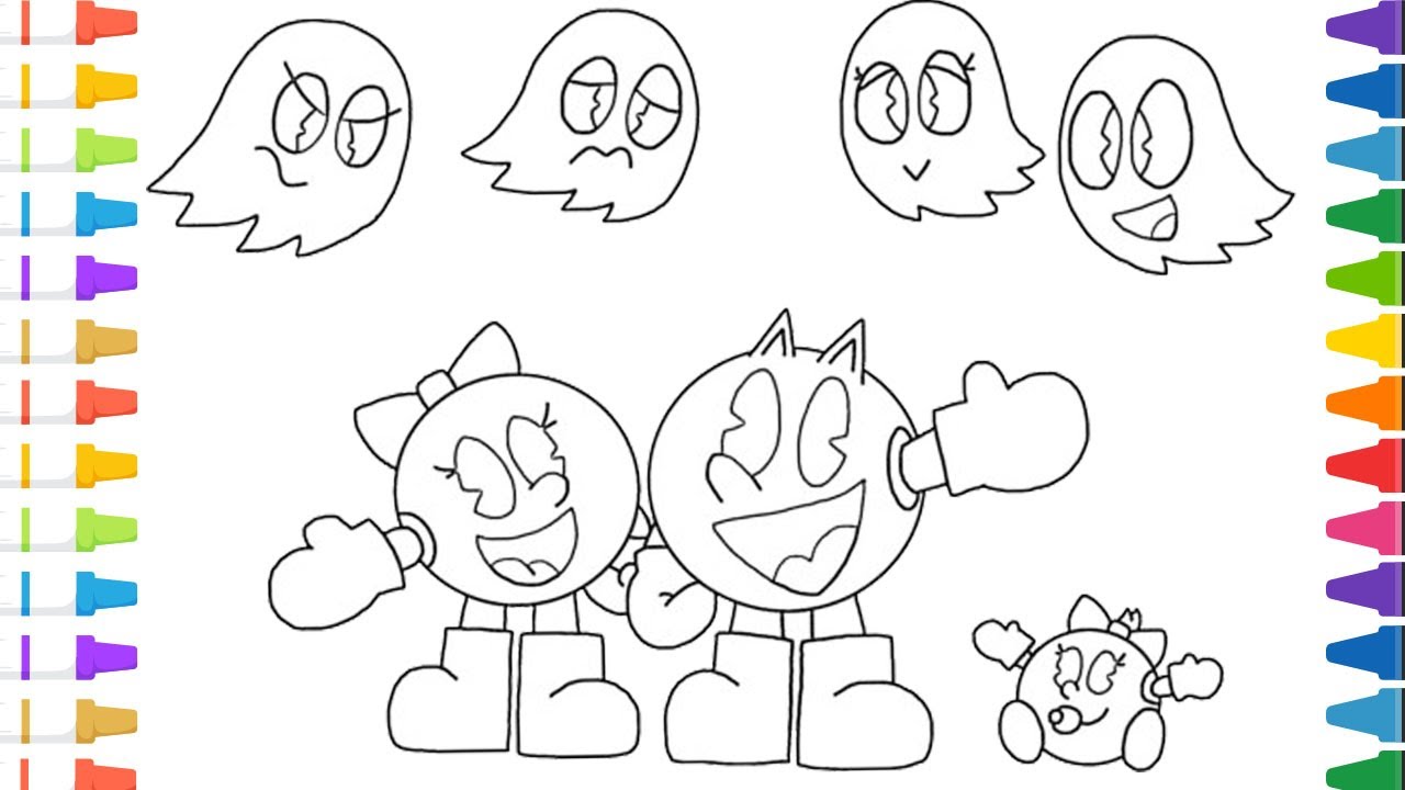 Pac-Man Coloring Page | Coloring Pack-Man family | Fast Pack-Man