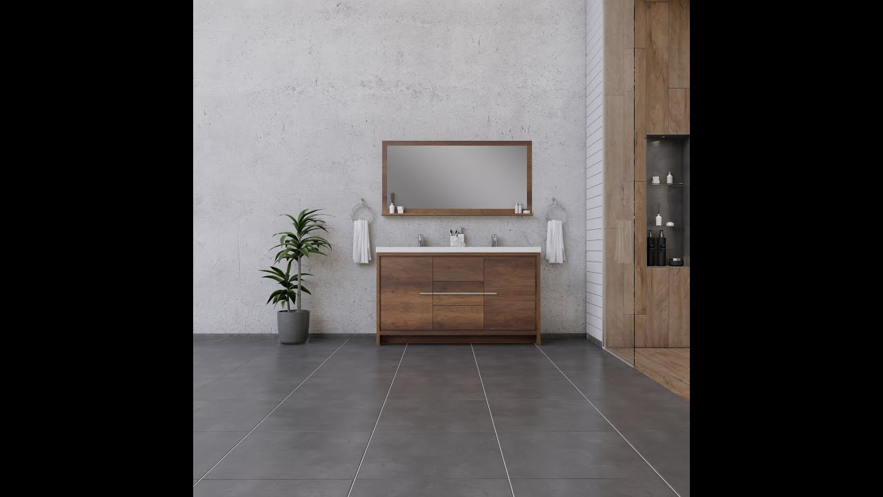 Alya Bath - Sortino 60 Inch Double Bathroom Vanity in Rosewood