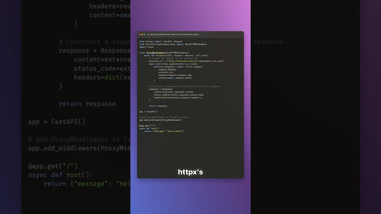 How to implement proxy using FastAPI middleware? #fastapi #middleware #python #programming