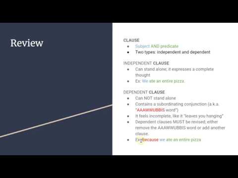 Independent vs. Dependent Clauses Lesson