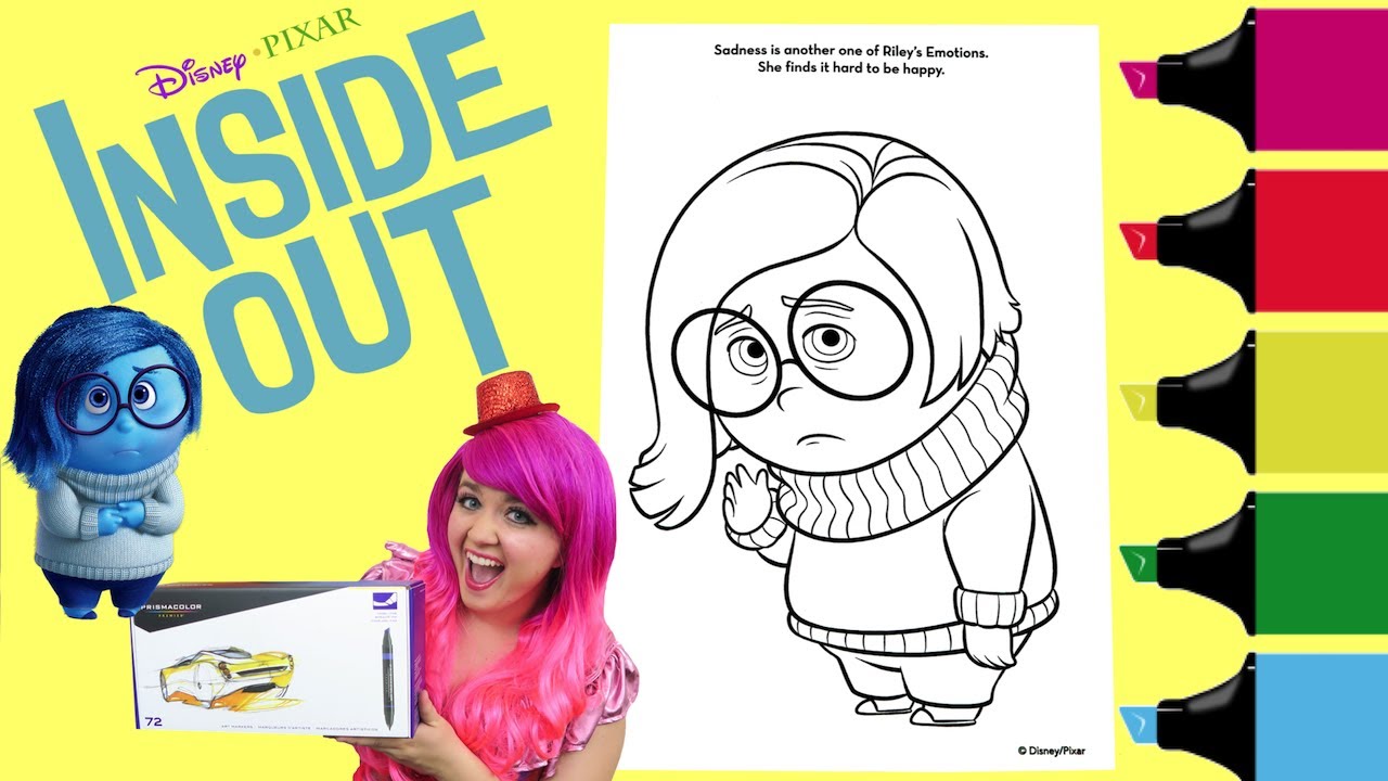 Coloring Sadness Inside Out Disney Pixar Coloring Book Page Colored Markers | KiMMi THE CLOWN