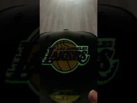 Los Angeles Lakers 2020 NBA Champions New Era 59Fifty Fitted Hat Glow in the Dark Logo Black light Y