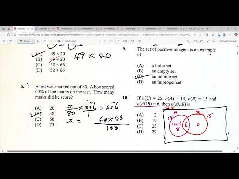 CXC MATHS PAPER 1 MULTIPLE CHOICE