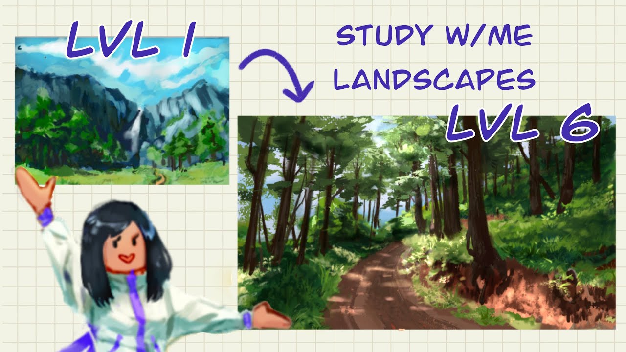 🌱How I learned landscapes in 7 studies! 🌱| Beginner Tips and tricks to background art #drawwithme