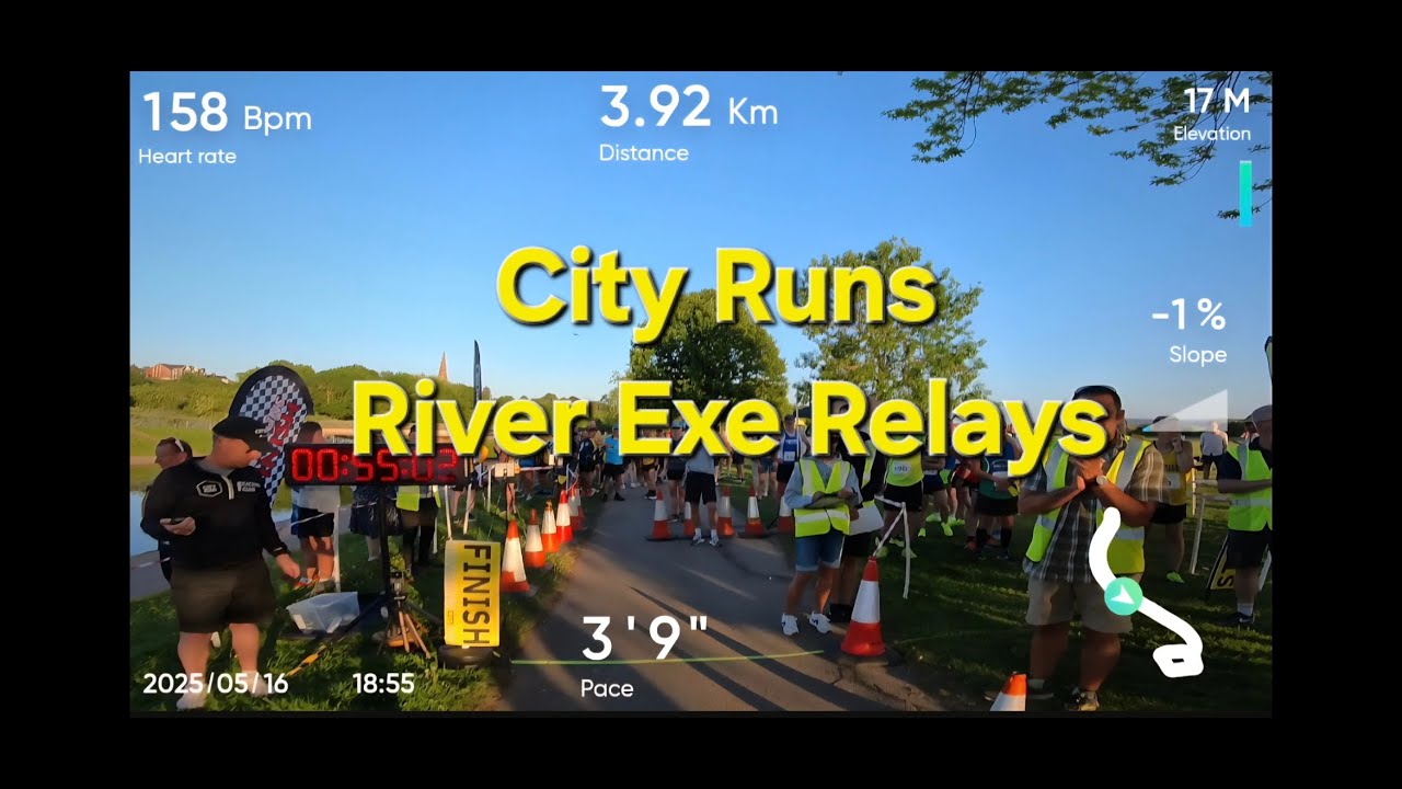 City Runs - Run Exe 4x4k Relays, forming part of Taunton AC M40-M49 team..  All out effort!