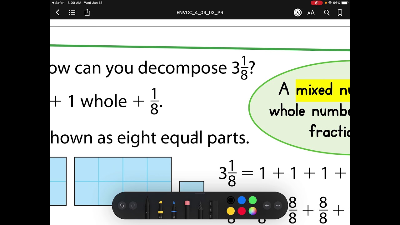9-2 Decompose Fractions EnVision Math Grade 4
