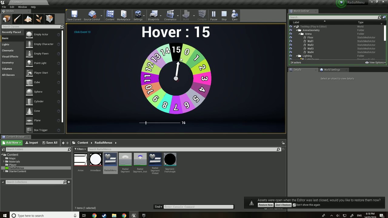 UE4 Dynamic Radial Menu: Angle Based Selection