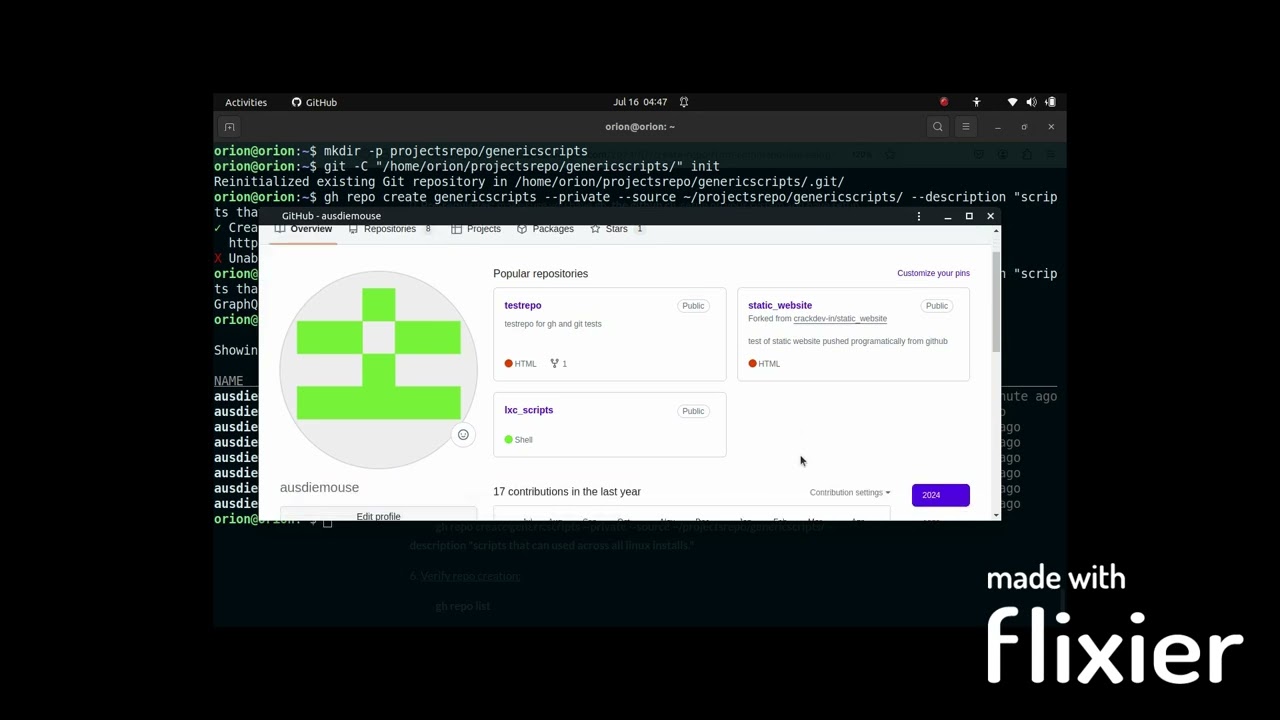 Use github's cli to create, view and delete repos - [Silent Movie]