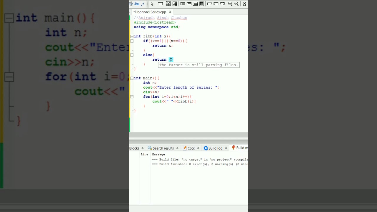 FIBONACCI SERIES USING RECURSION IN C++ ... #Shorts