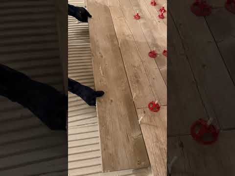Installing wood look tile #youtubeshorts #shorts #tile #flooring