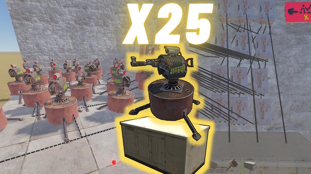 Power 25 Auto-Turrets with 1 Test Generator | Rust | Simple Electricity