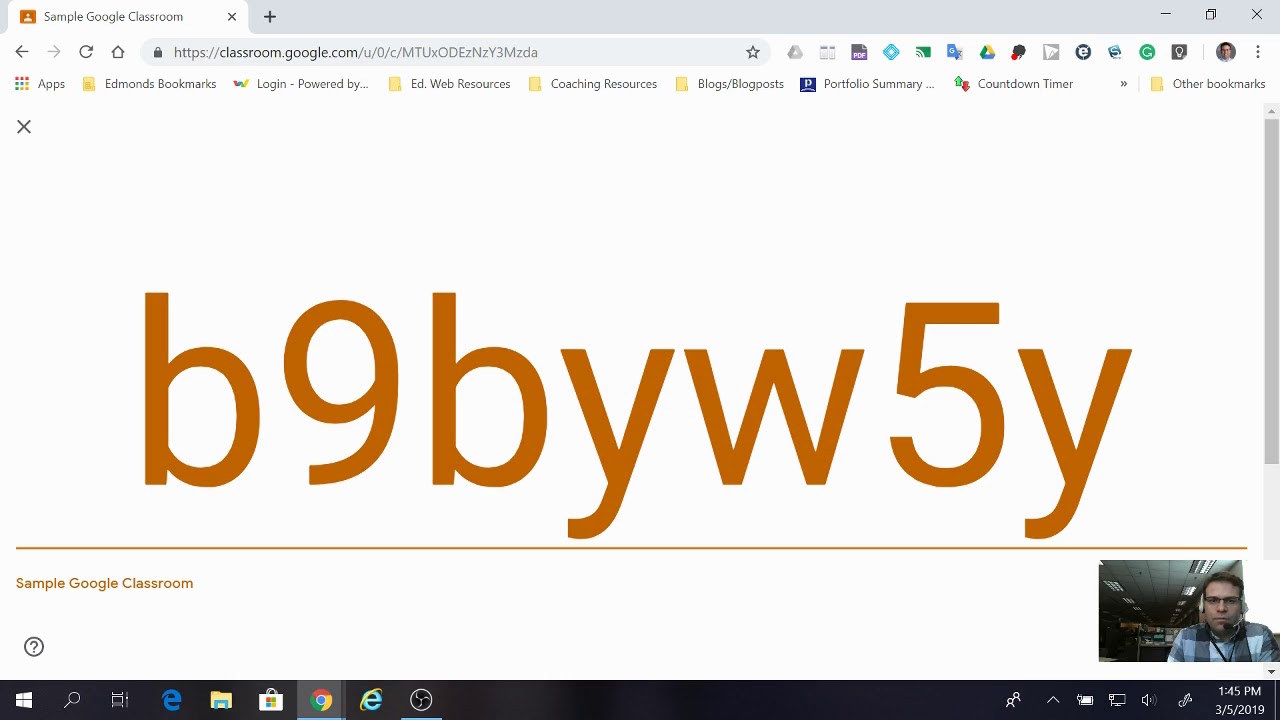 Google Classroom: Display Class Code