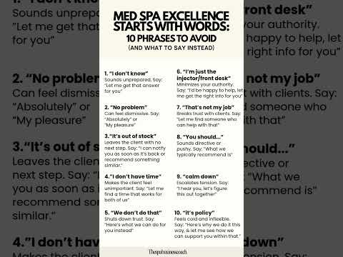 Med spa excellence starts with words:10 phrases to avoid ❌👏🏻