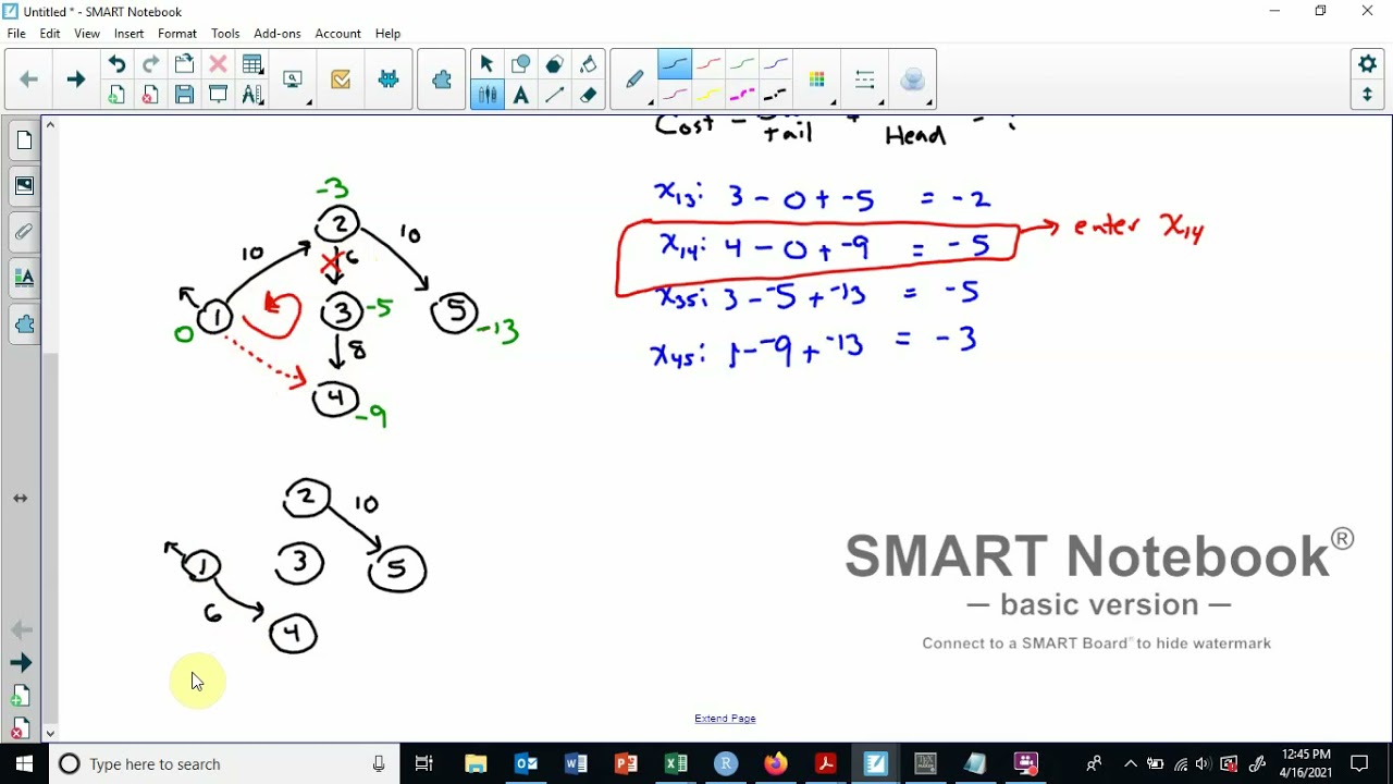 Math 305 Network Simplex Example