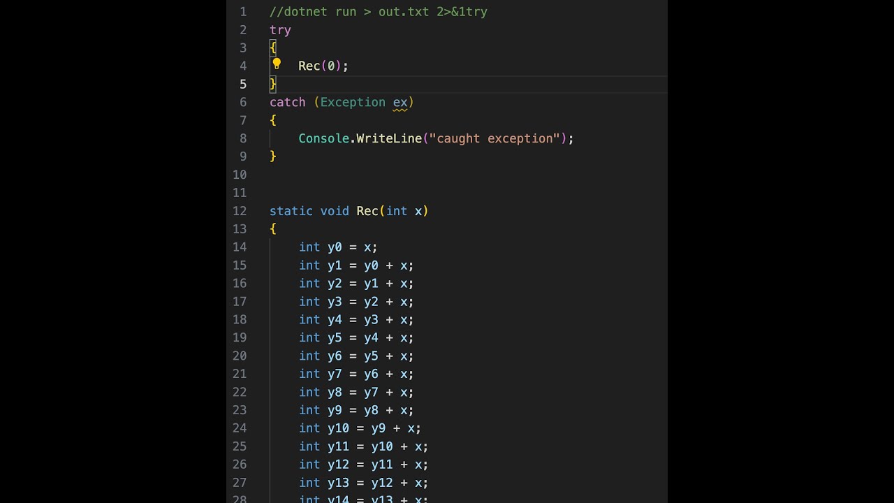 c# StackOverflowException can't be caught