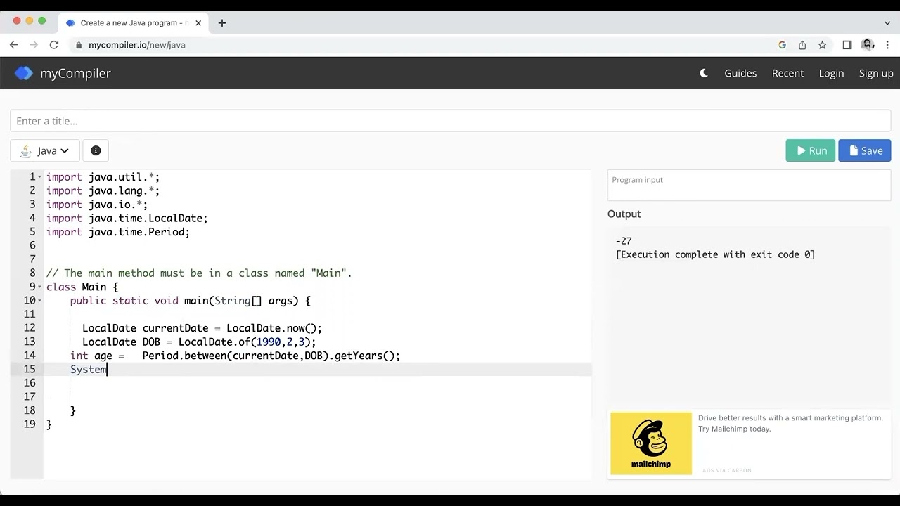 To Find User’s age from current Date using Java