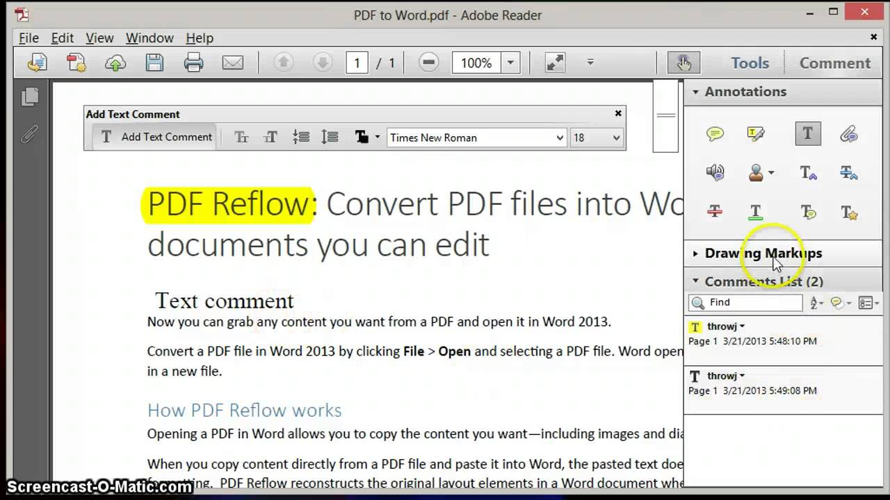 Adobe Reader XI PDF Annotations